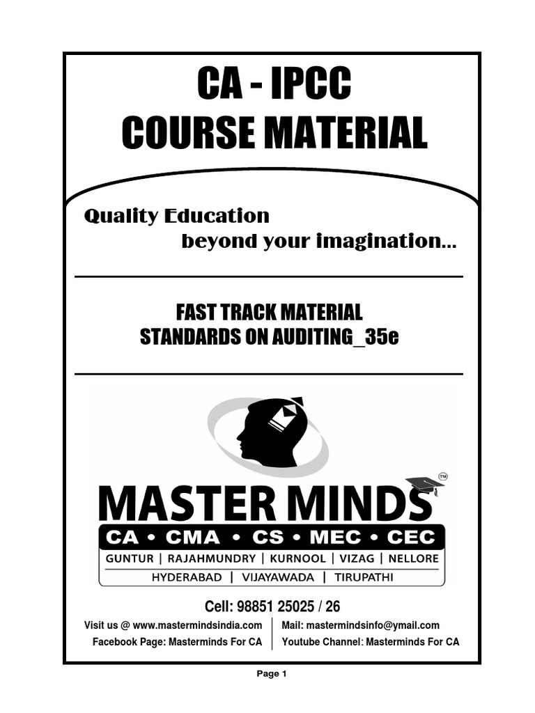 IPCC - Fast Track Material Standards On Auditing - Organized | PDF