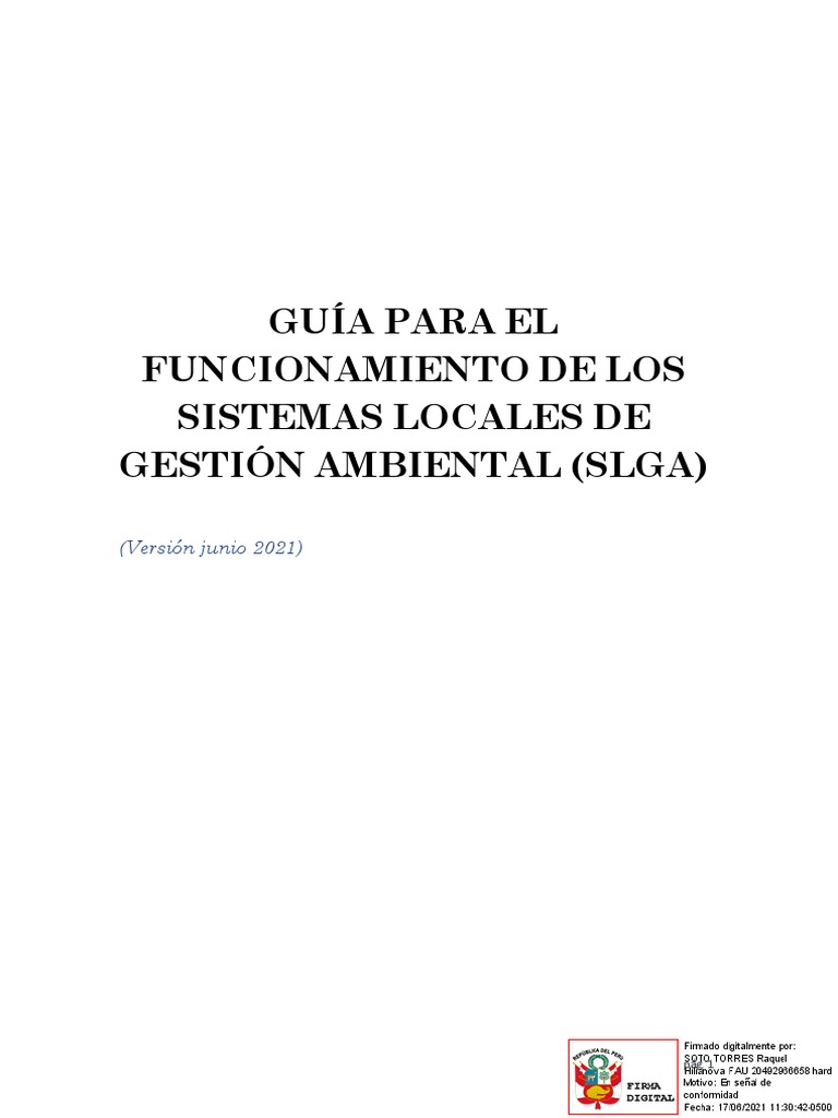 Anexo RM 101-2021-MINAM - Guia SLGA Version 03.06.2021 PDF | PDF ...