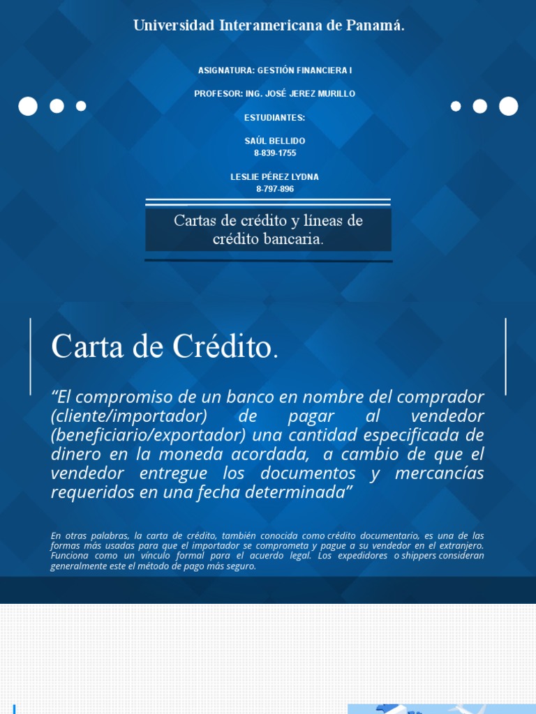Cartas y Líneas de Crédito: Guía Básica | PDF | Carta de crédito | Crédito