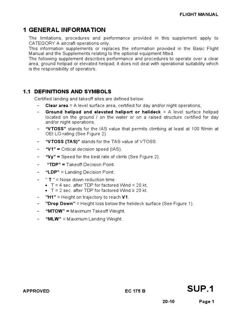 Flight Manual H175 - 161 - 1-GENERAL-INFORMATION | PDF | Takeoff | Aeronautics