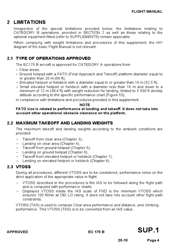 Flight Manual Supplement for EC 175 B Helicopter | PDF | Takeoff | Aviation