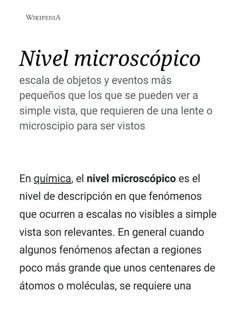 Definición de nivel microscópico | PDF | Ciencia y matemáticas ...