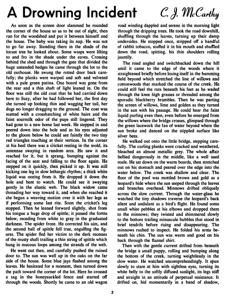McCarthy, Cormac - A Drowning Incident (The Phoenix, March 1960) | PDF