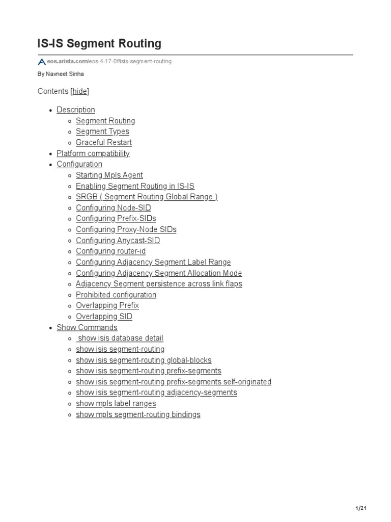 IS-IS Segment Routing | PDF | Networking | Multiprotocol Label Switching