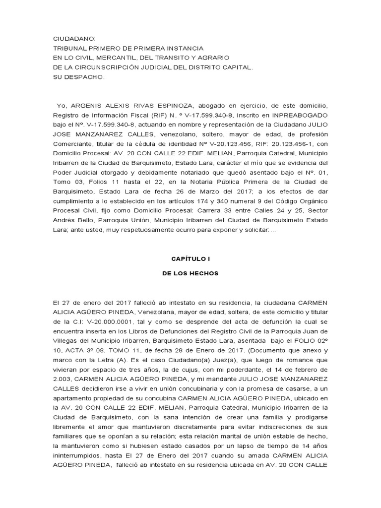 Modelo Libelo de Demanda | PDF | Mandato | Divorcio