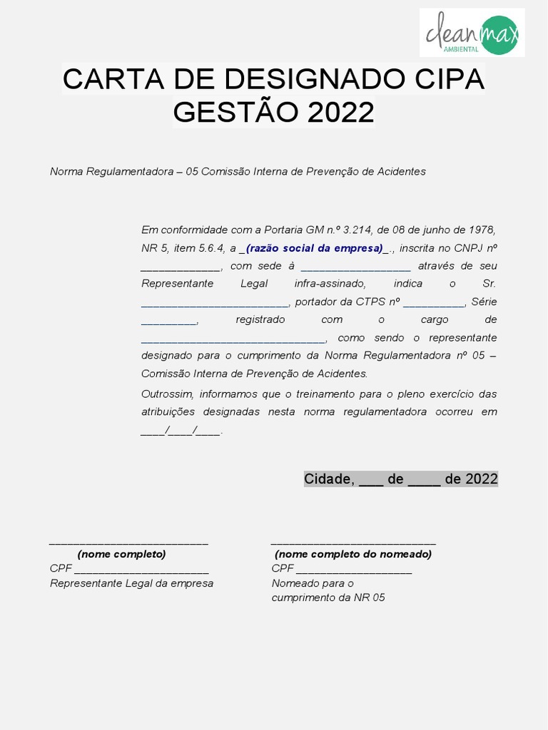 Formalizacao de Designado de CIPA | PDF