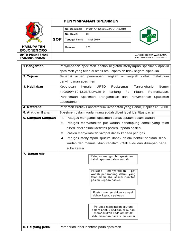 14 - SOP Penyimpanan Spesimen | PDF
