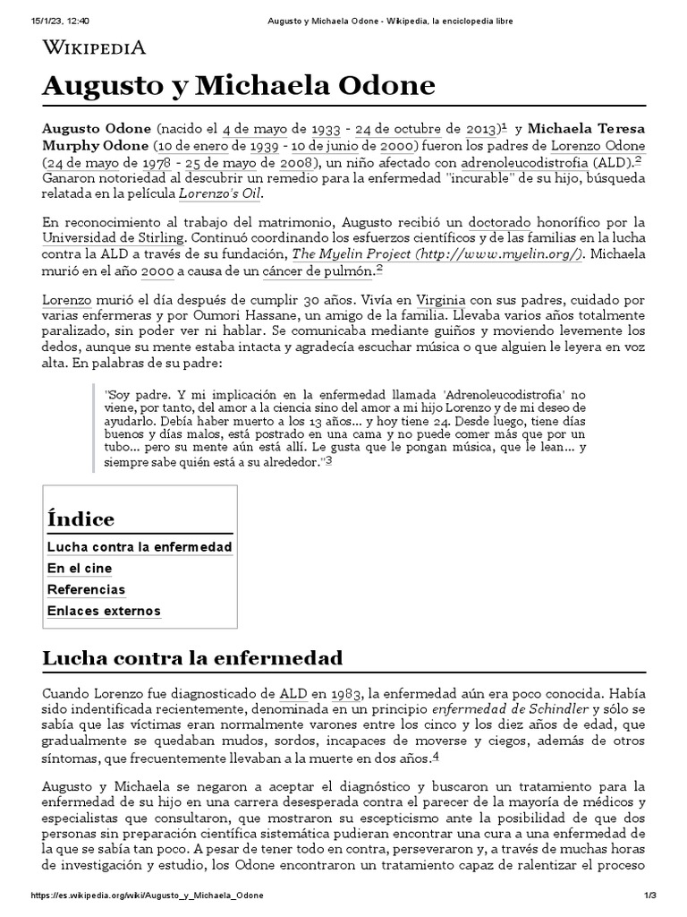 Augusto y Michaela Odone - Wikipedia, La Enciclopedia Libre | PDF