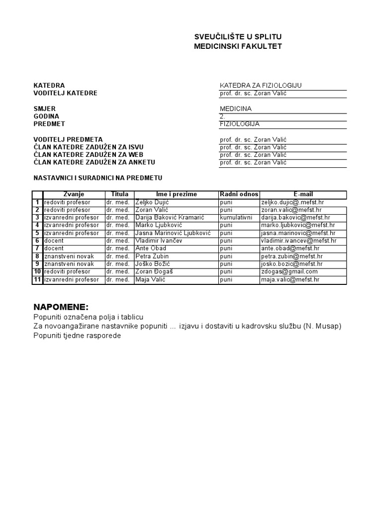 Izvedbeni Medicina 2022-23 | PDF