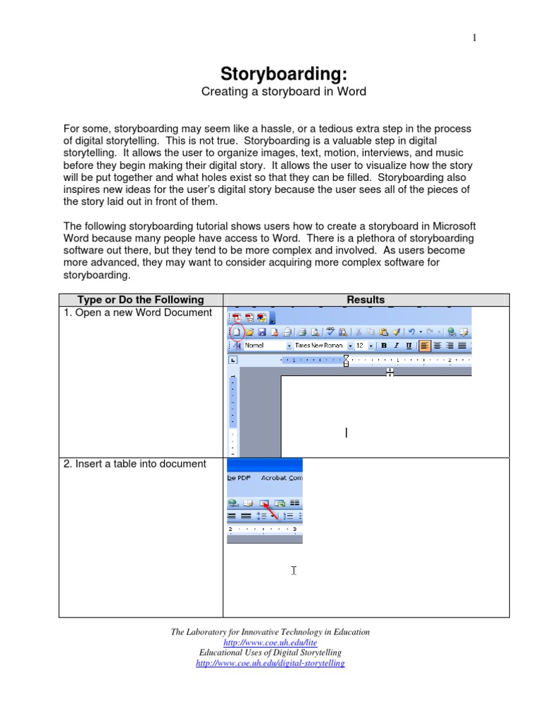 How To Create A Storyboard in Microsoft Office Word | PDF | Microsoft ...