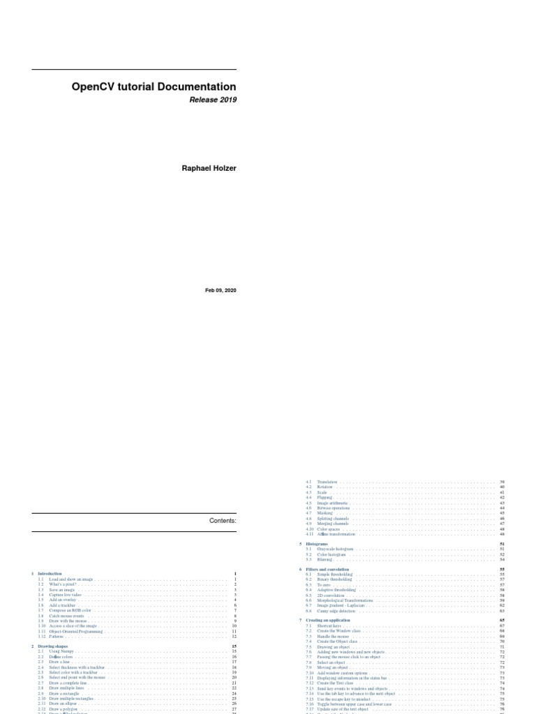 Opencv Tutorial Documentation: Release 2019 | PDF