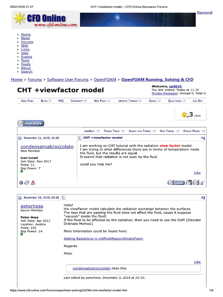 CHT +viewfactor Model - CFD Online Discussion Forums | PDF