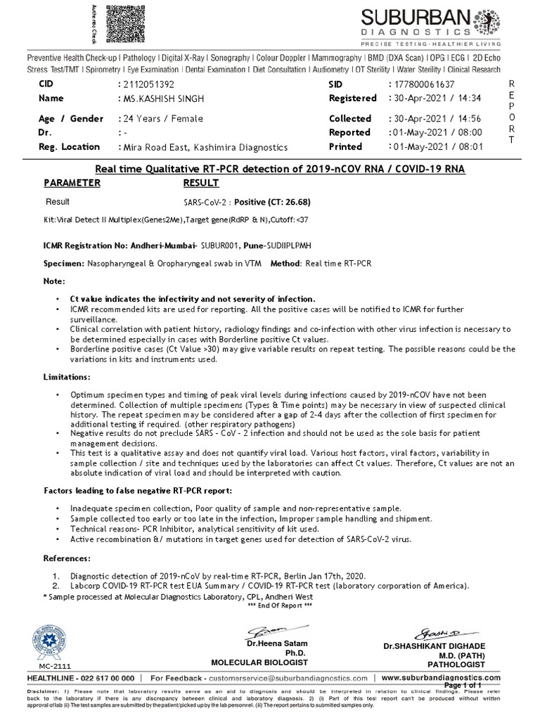 Understanding the Limitations and Interpretation of a COVID-19 RT-PCR ...