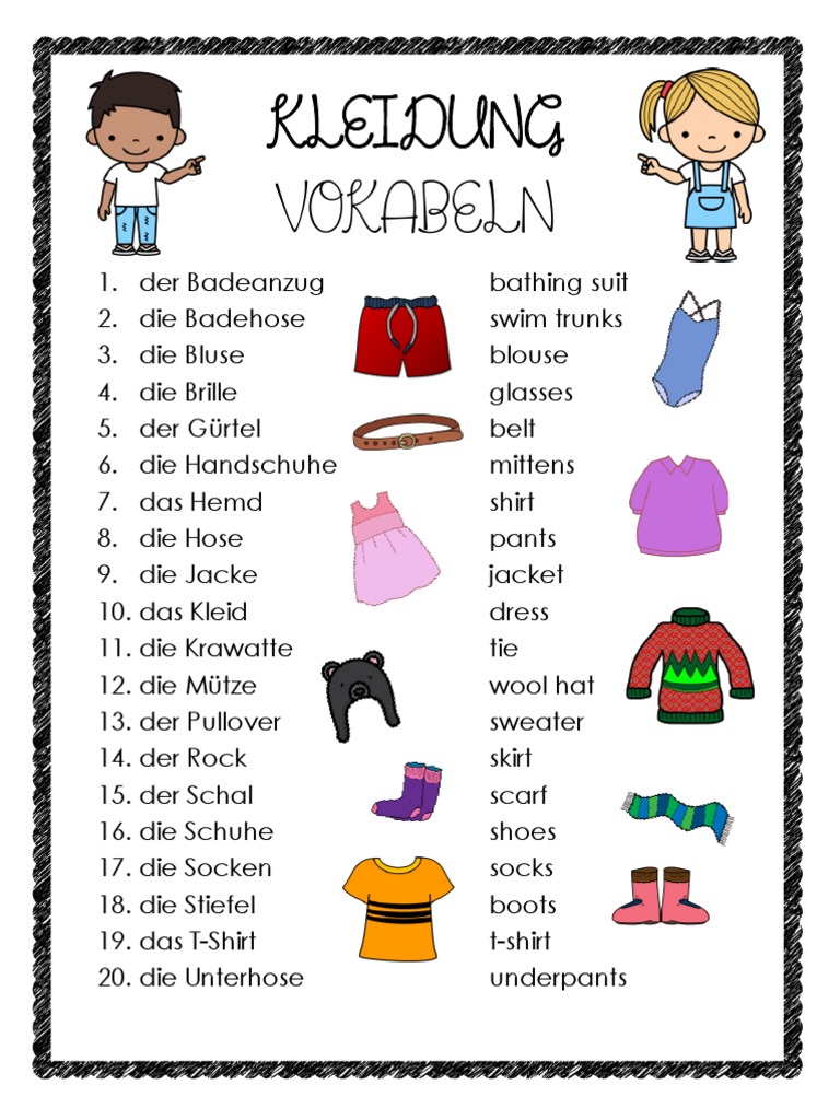 Kleidung Vokabeln | PDF
