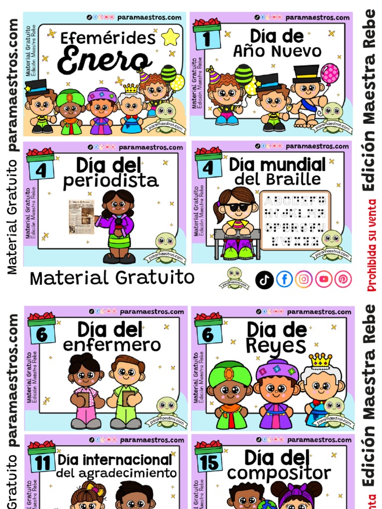 Efemérides Enero A Color Material Gratuito Por Paramaestroscom | PDF
