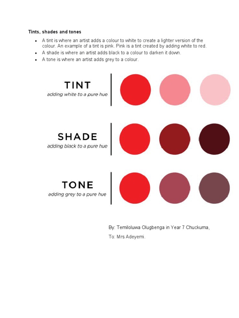 Art Project On Tint, Tone and Shade. | PDF