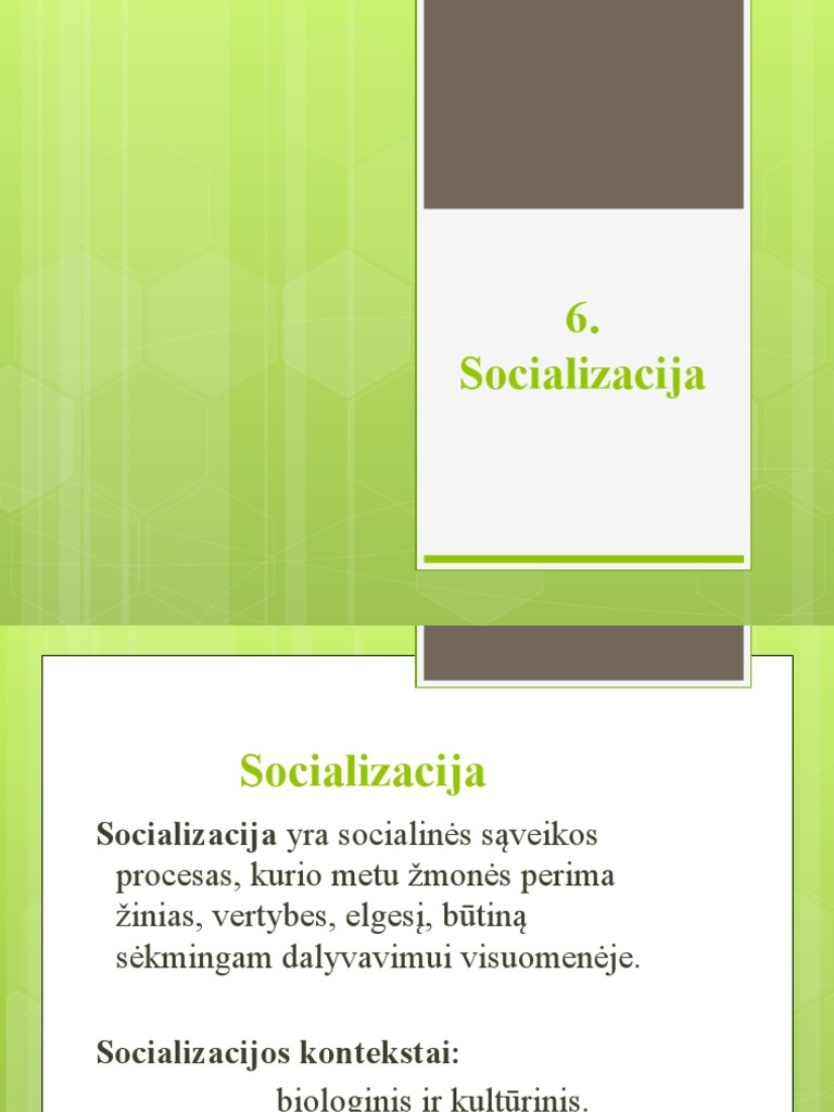 Sociologija 6 VGTU Socializacija Atn | PDF
