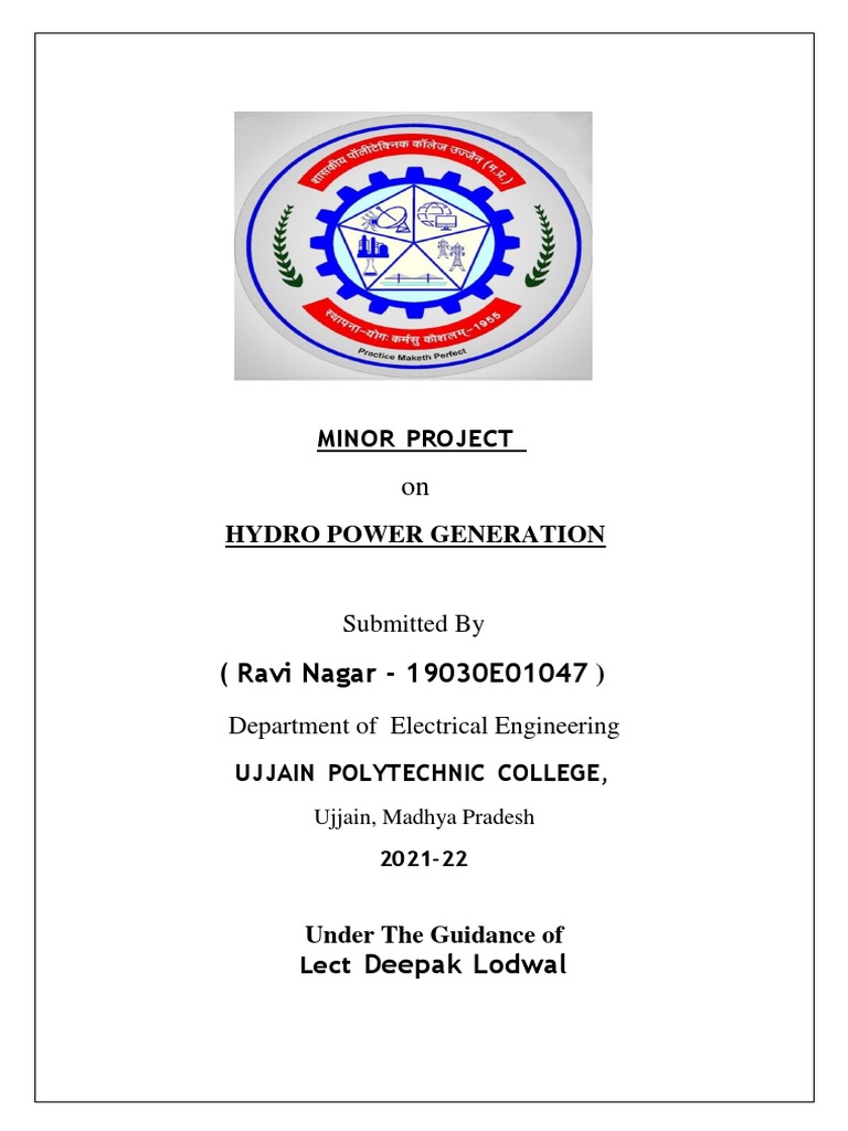 Minor Project 5th Sem Pdf Hydroelectricity Dam