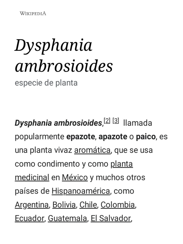 Epazote: Usos y Taxonomía de Dysphania | PDF
