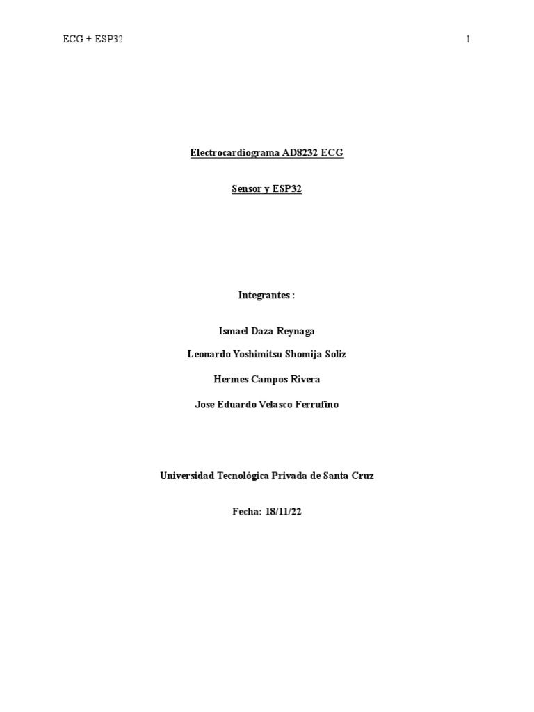 Electrocardiograma AD8232 ECG Sensor y ESP32 | PDF ...