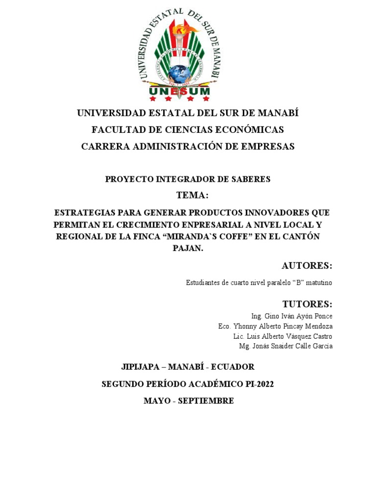 Proyecto Miranda S Coffe | PDF | Innovación | café