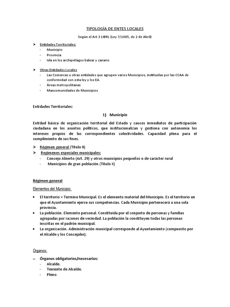 Organización de Las Entidades Locales | PDF | Gobierno local | Alcalde