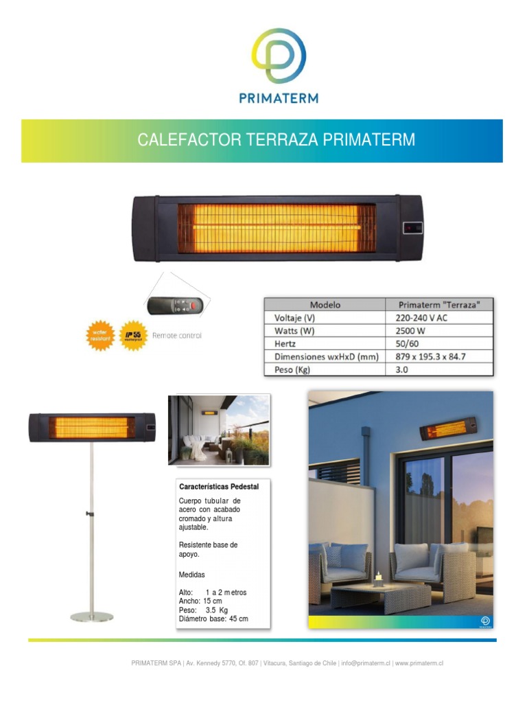 Ficha Tecnica Calefactor Terraza Primaterm 2.0 | PDF