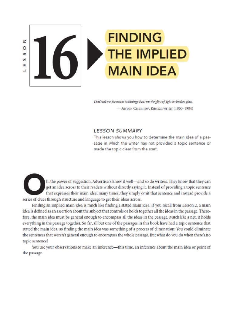 Implied Main Idea Exercises | PDF | Human Communication | Cognition