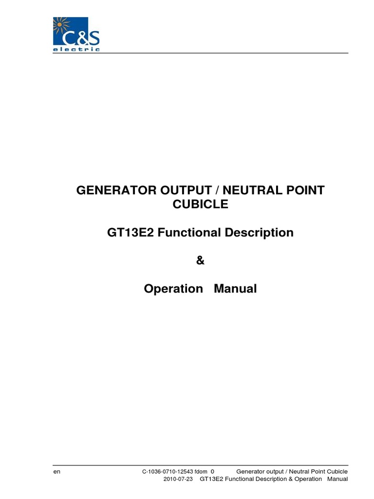 Generator Output - Neutral Point Cubicle | PDF | Hazards | Transformer