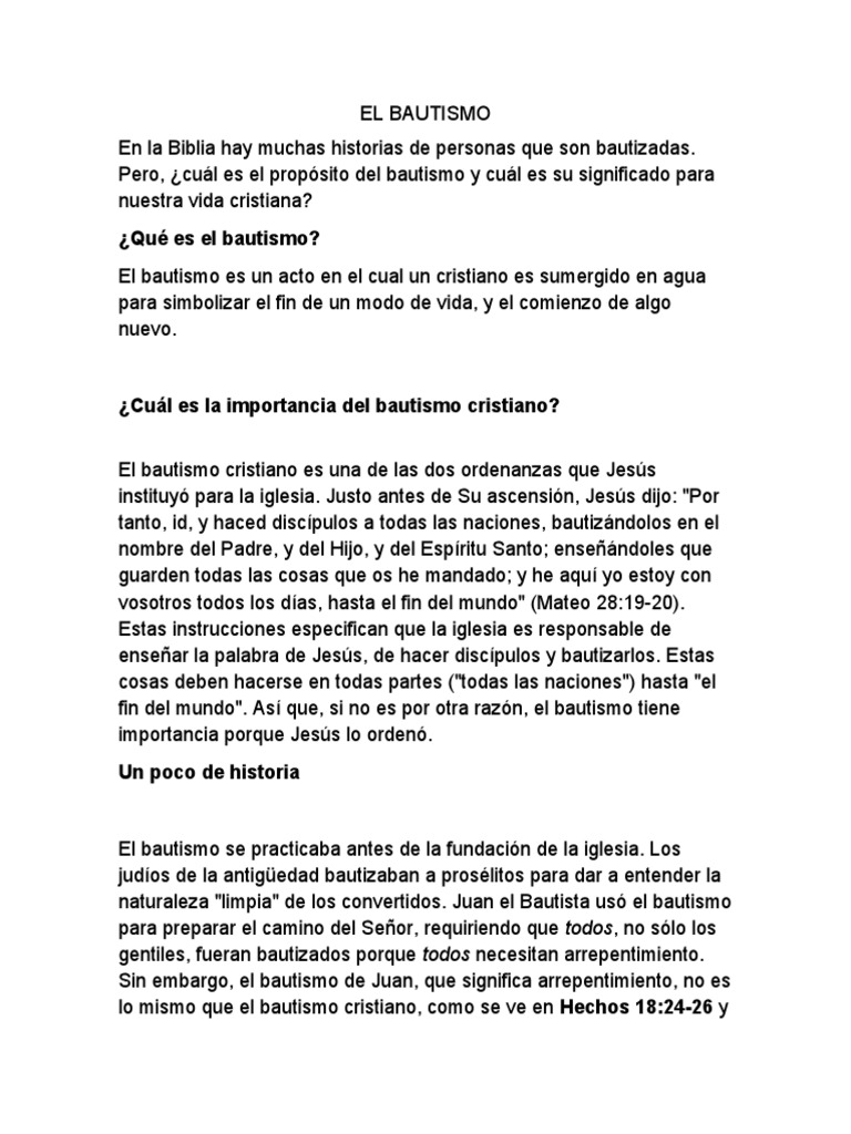El Bautismo | PDF | Bautismo | Jesús