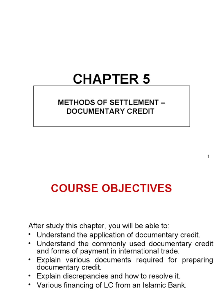 Chapter 5 - Documentary Credit | PDF | Letter Of Credit | Credit (Finance)