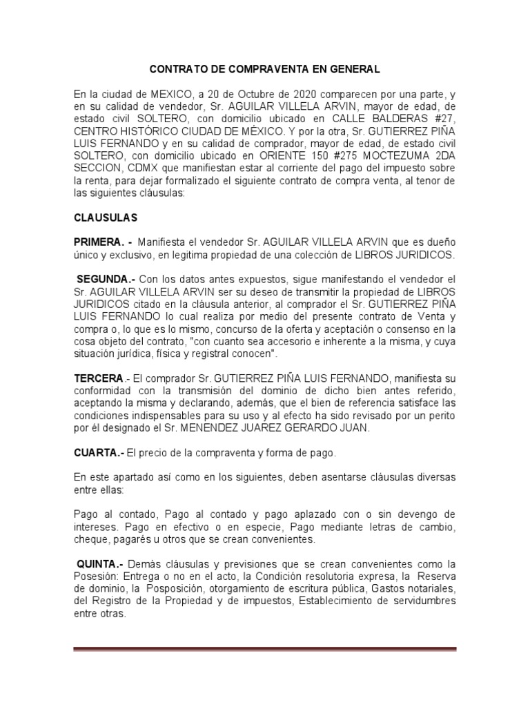 Contrato de Compraventa de Libros Jurídicos | PDF