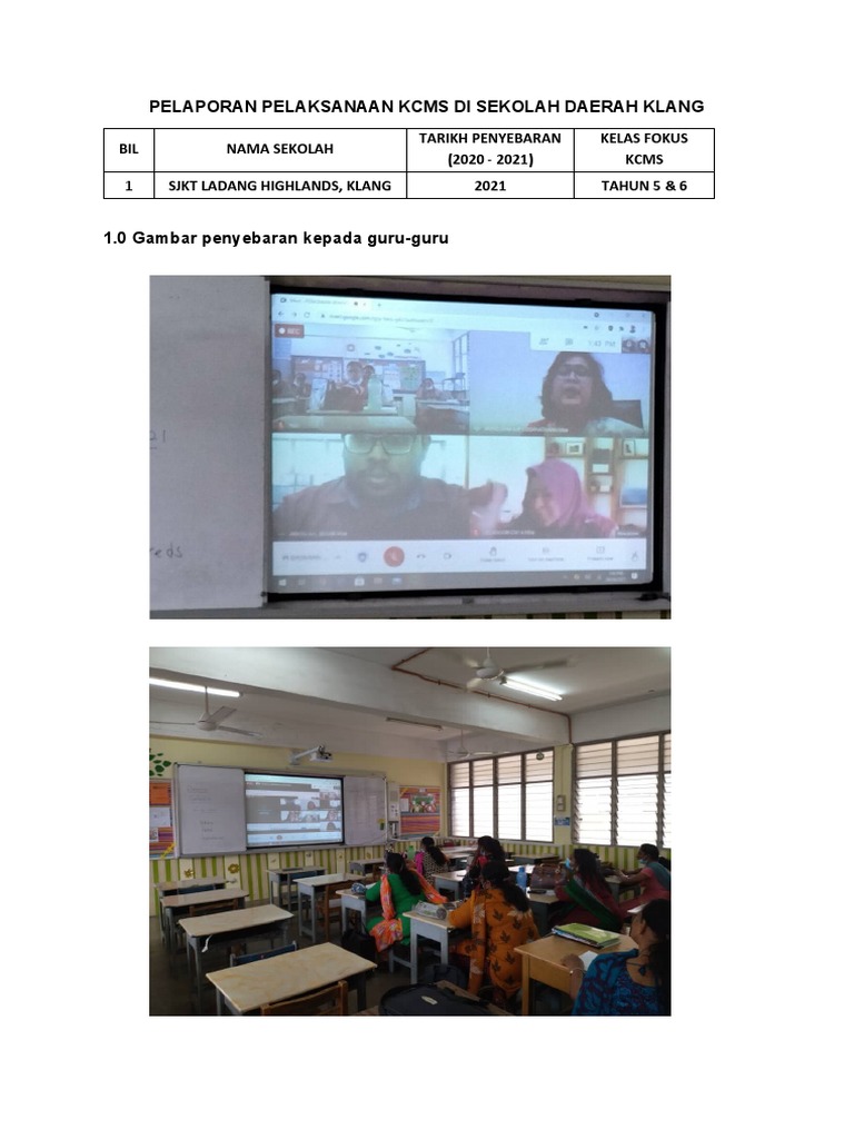 Laporan Pelaksanaan KCMS Di SJKT Ladang Highlands | PDF