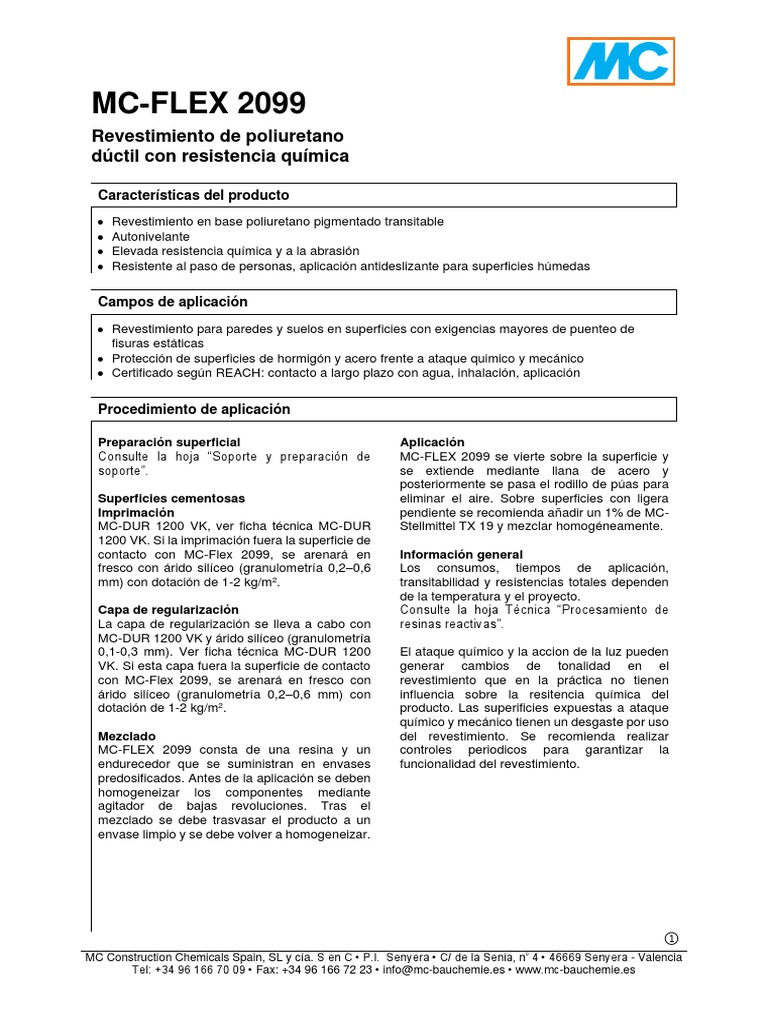 MC-FLEX 2099 - Cobertura Impermeable | PDF | Hormigón | Materiales