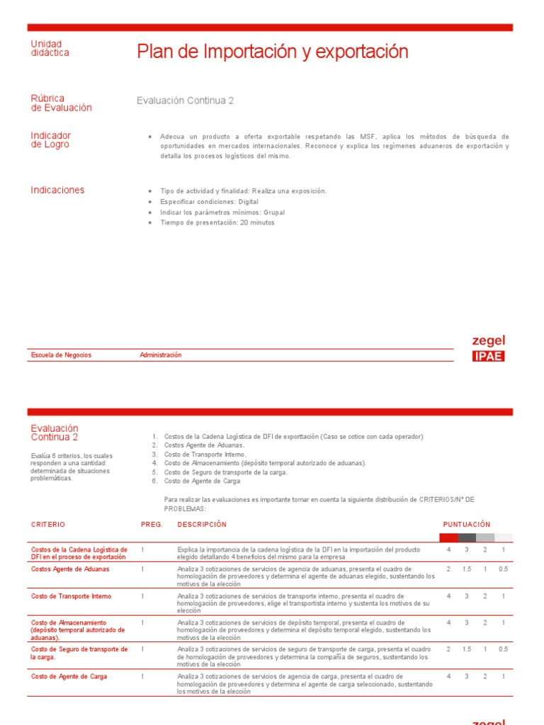 Rub Ec2 Lab Integr Vi Plan de Import Export | PDF | Logística | aduana