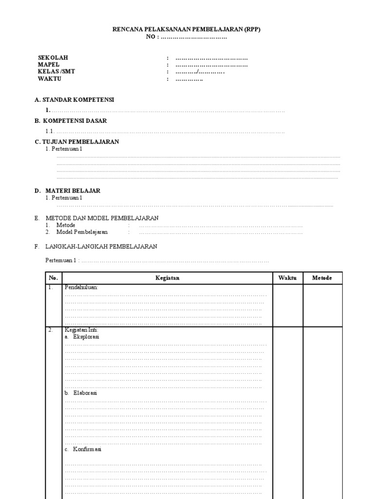 Contoh Format RPP Terbaru | PDF | Karier & Perkembangan