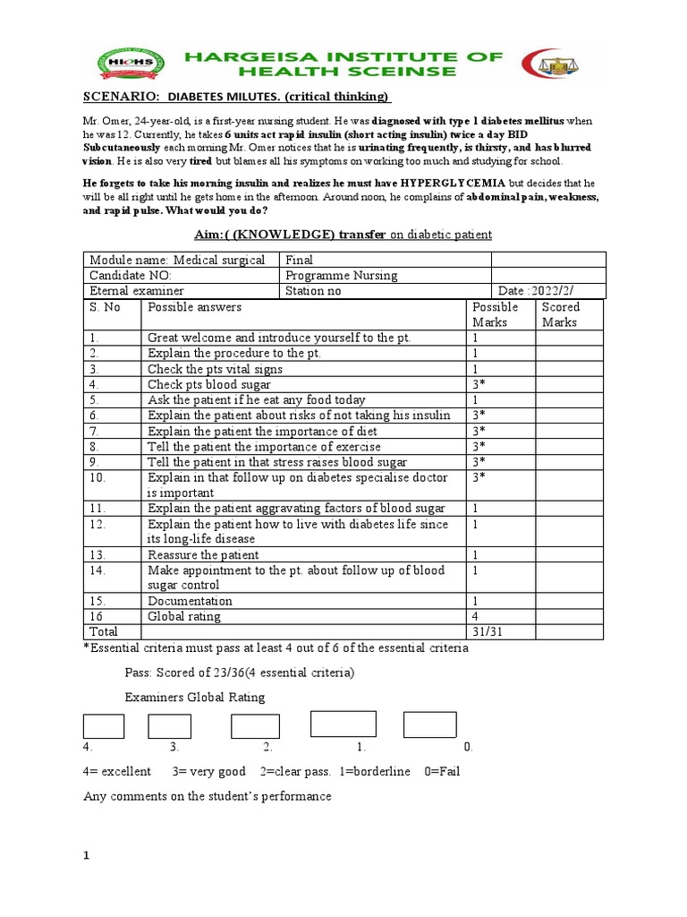 Diabetes Management Scenario | PDF | Diabetes | Clinical Medicine