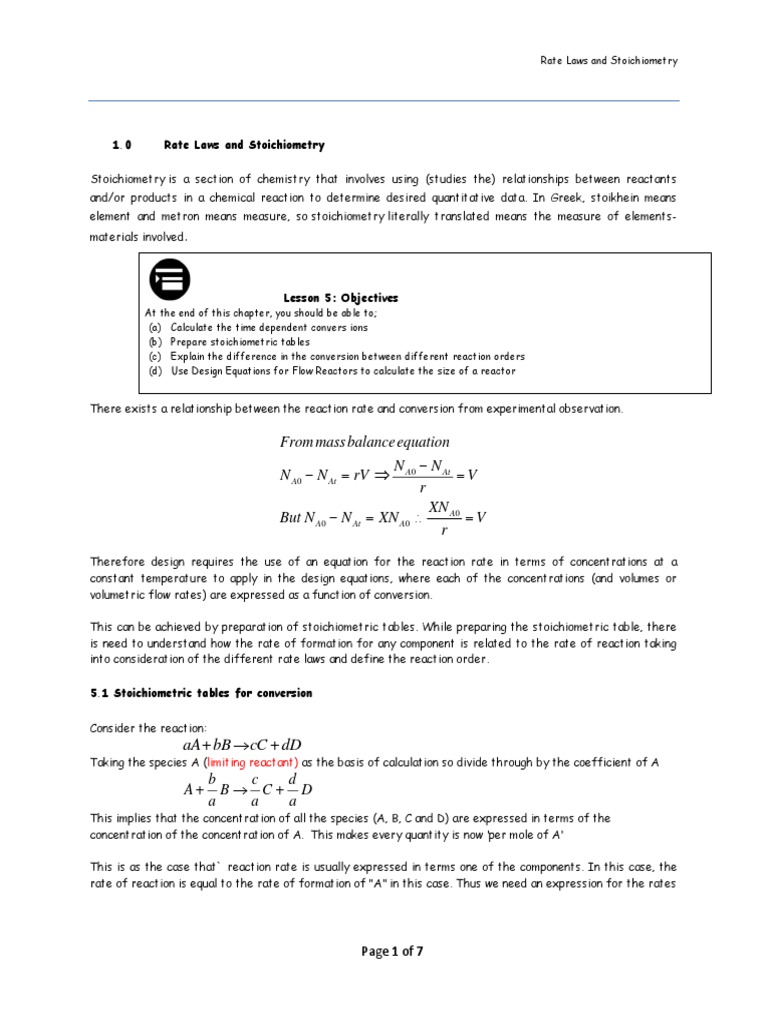 Rate Laws and Stoichiometry | PDF | Reaction Rate | Stoichiometry