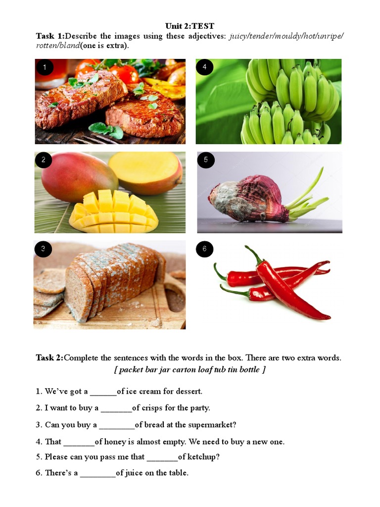 Food Unit Test | Download Free PDF | Potato | Foods