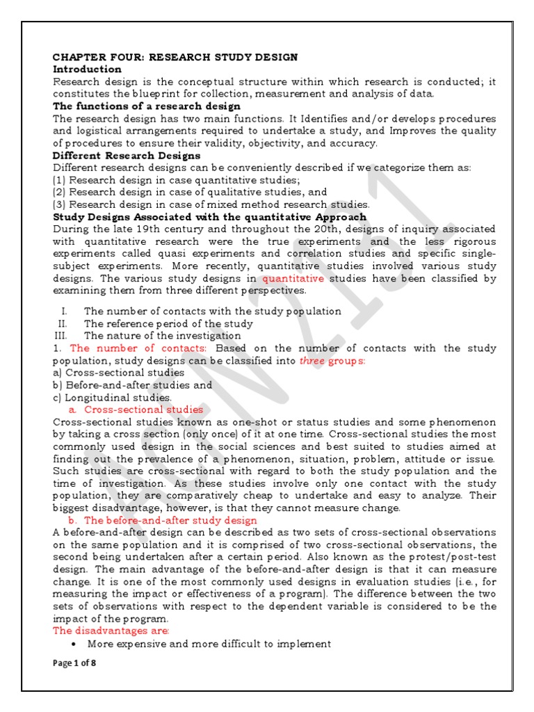 Chapter 4 Research Design | PDF | Level Of Measurement | Dependent And Independent Variables
