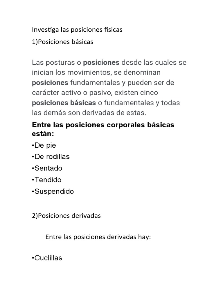 Posiciones físicas básicas y derivadas | PDF
