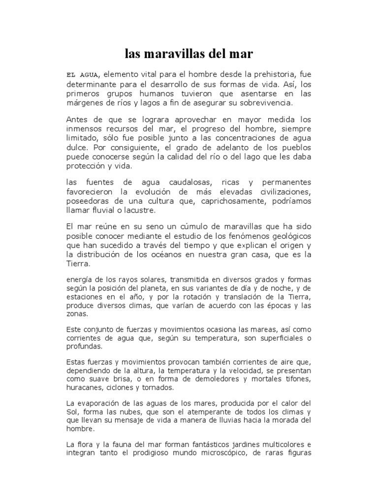 Maravillas del Mar y su Importancia | PDF | Mar | Agua