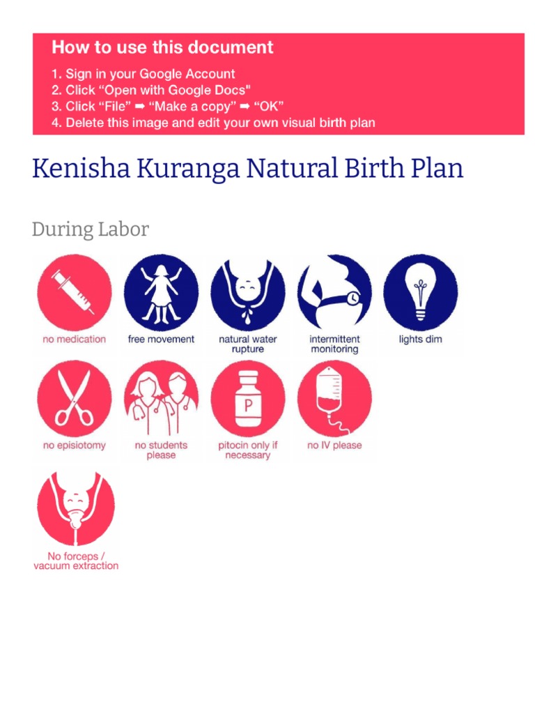 Mama Natural Visual Birth Plan Template 2021 | PDF