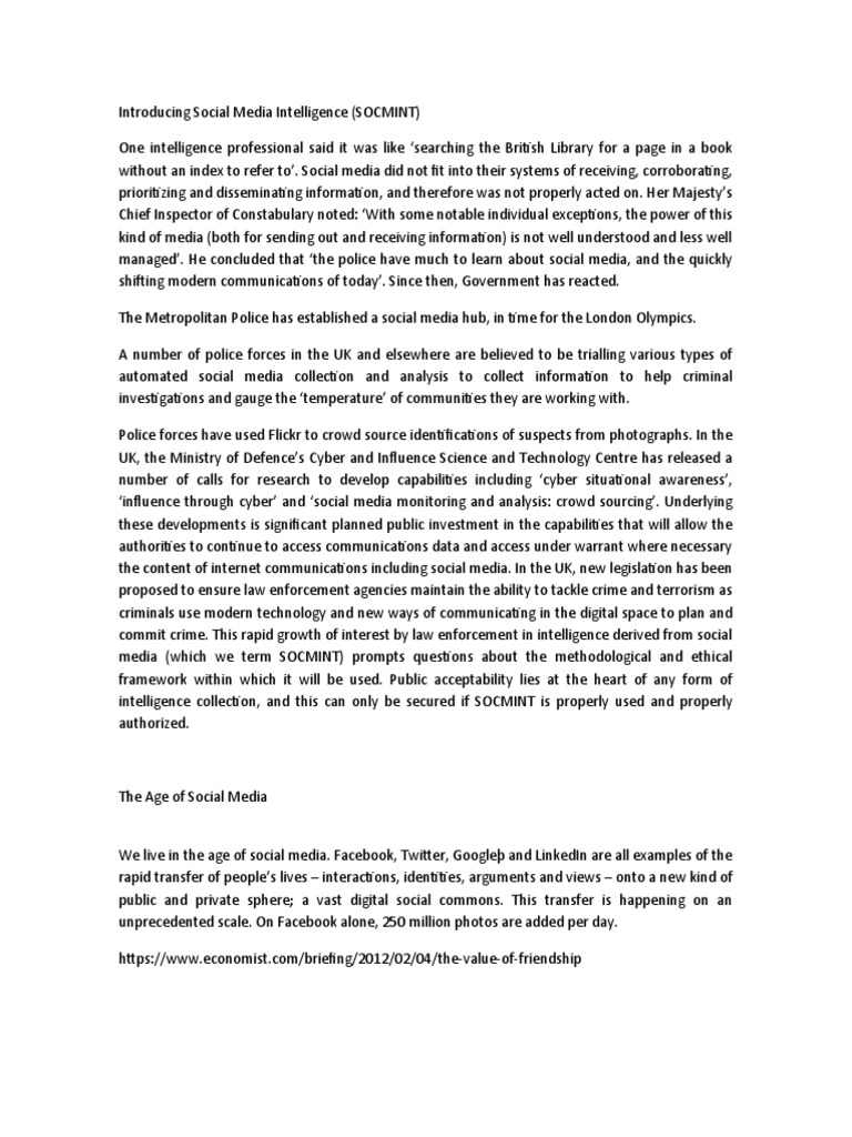 Introducing Social Media Intelligence (SOCMINT) | Download Free PDF ...