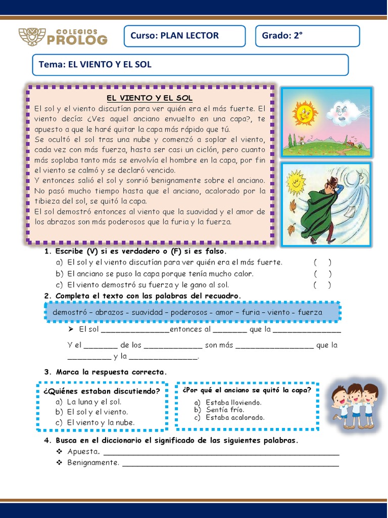 Ficha El Viento y El Sol | PDF