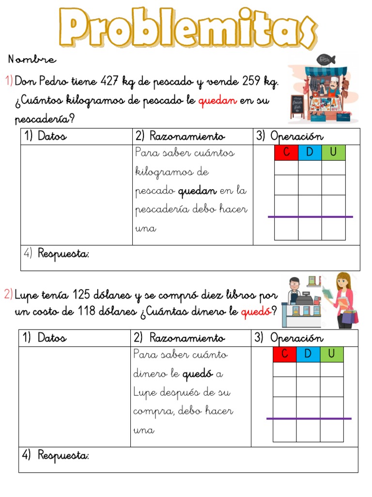 Problemas de Resta para Niños | PDF