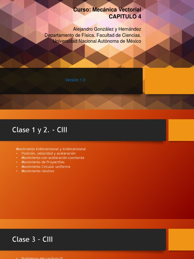 Capítulo 4. Notas - Resnick, Halliday y Krane | PDF | Velocidad | Aceleración