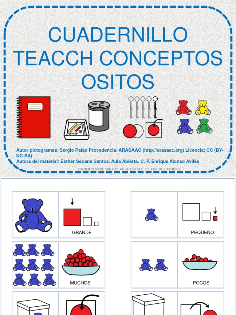 Cuadernillo Teacch Conceptos Ositos | PDF
