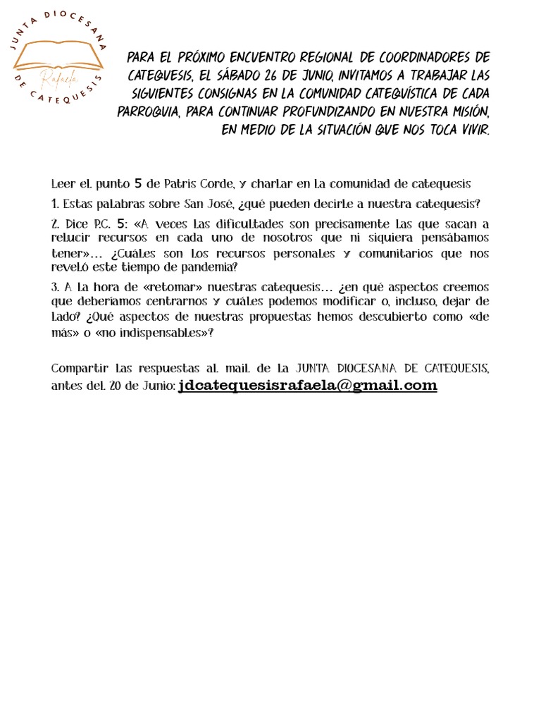 Consignas para El Próximo Encuentro Regional de Coord. Cateq. | PDF
