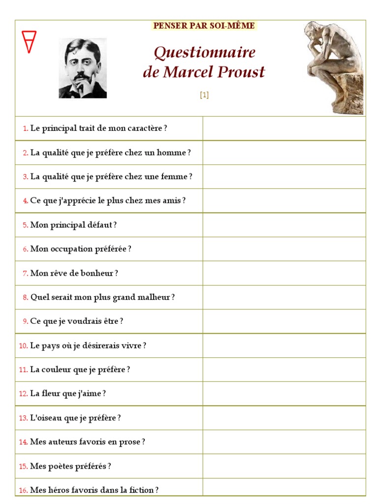 Questionnaire Marcel Proust | PDF